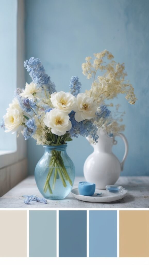How can I use the blue color palette to create a calming bedroom ...