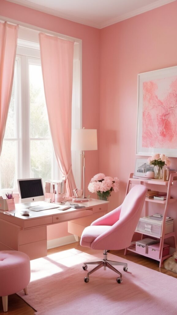 How can I design a cozy home office in pink? ? - upgradesign.blog